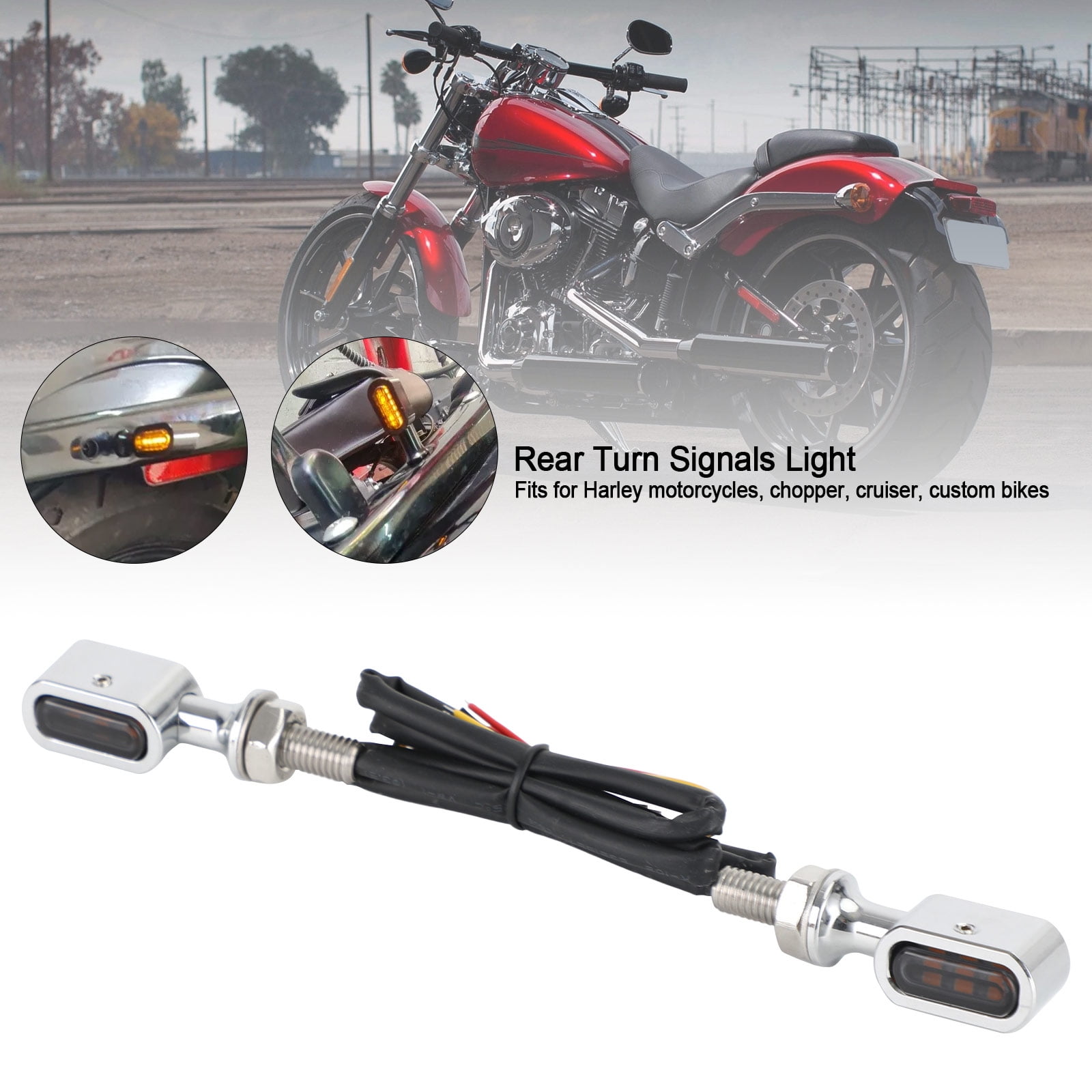 LED Rear Mini Turn Signal Indicator For Sportster Touring Dyna Chrome ...