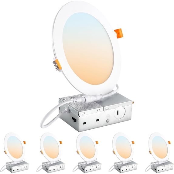 LED Recessed Ceiling Light: 6 Pack 6 Inch Slim Recessed Lighting for Kitchen - 5CCT Dimmable ...