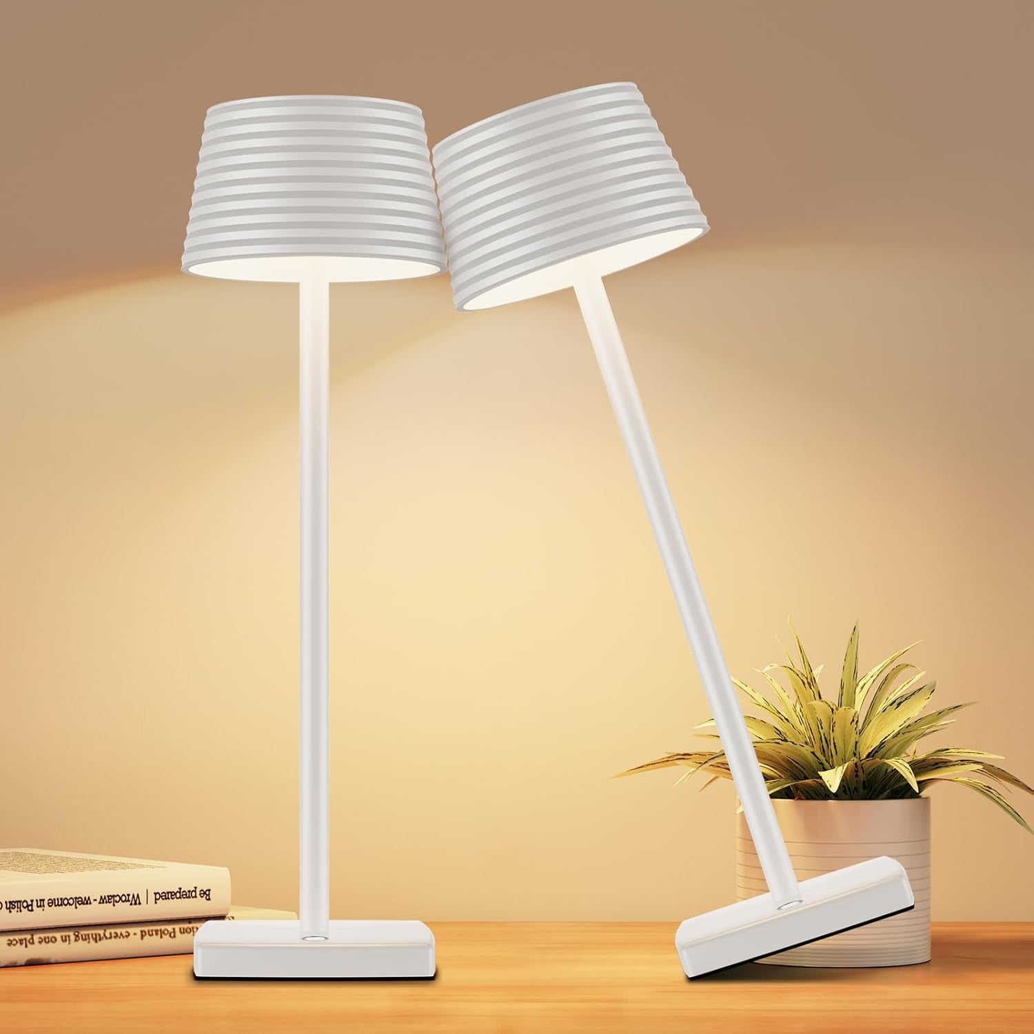 LED Rechargeable Cordless Table Lamp, Battery 6000mAh USB LED Portable ...