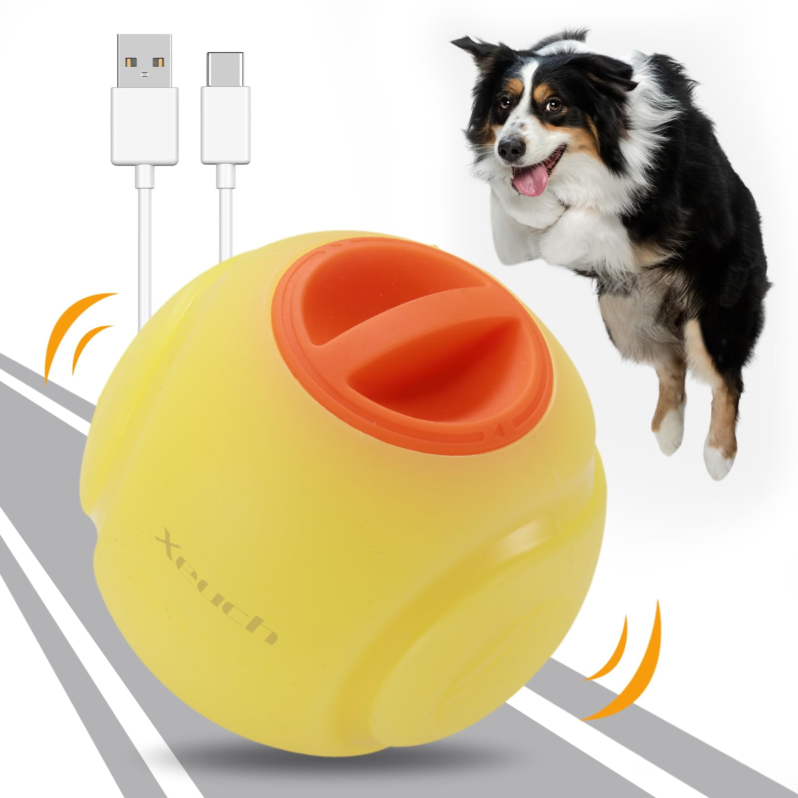 LED Rechargeable Dog Ball, Shock-Activated Light Up Toy, Natural Rubber ...