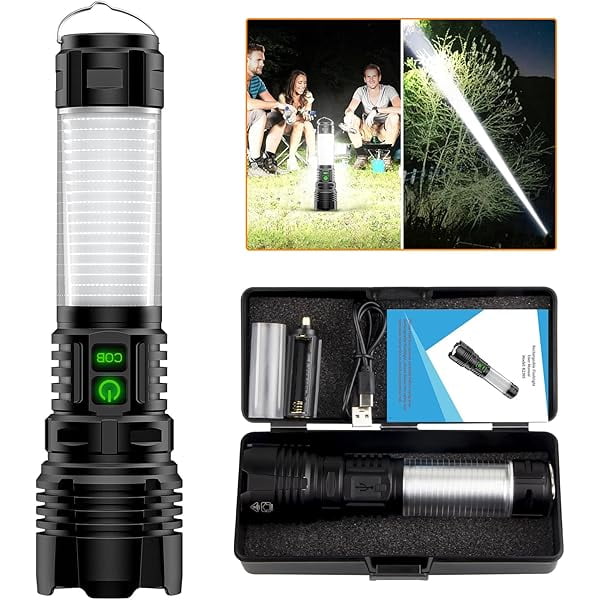 LED Rechargeable Flashlight 100000 High Lumens with Camping Lanterns ...