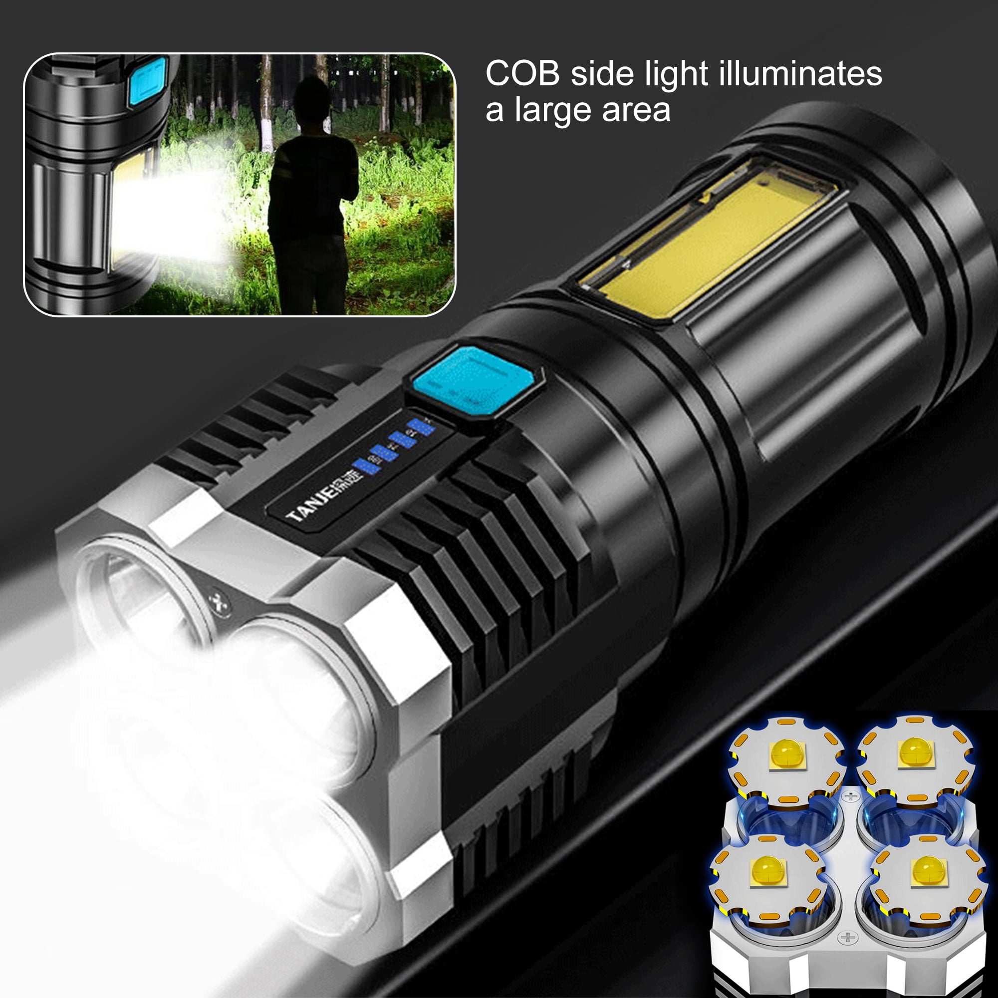 LED Rechargeable Flashlights, Powerful Handheld Waterproof flashlights ...