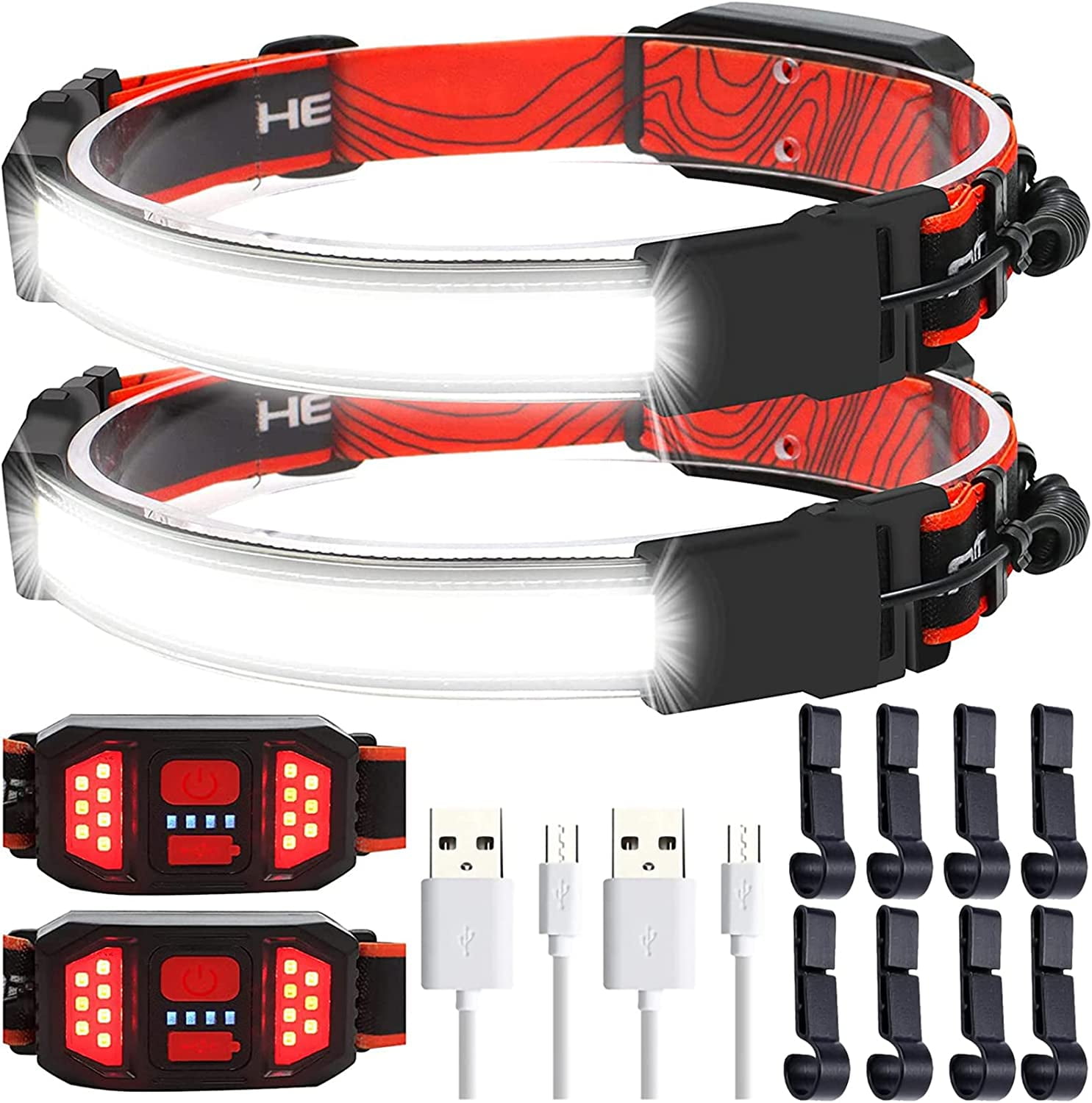 LED Rechargeable Head Lamp 230° Illumination Wide Beam Hard Hat ...