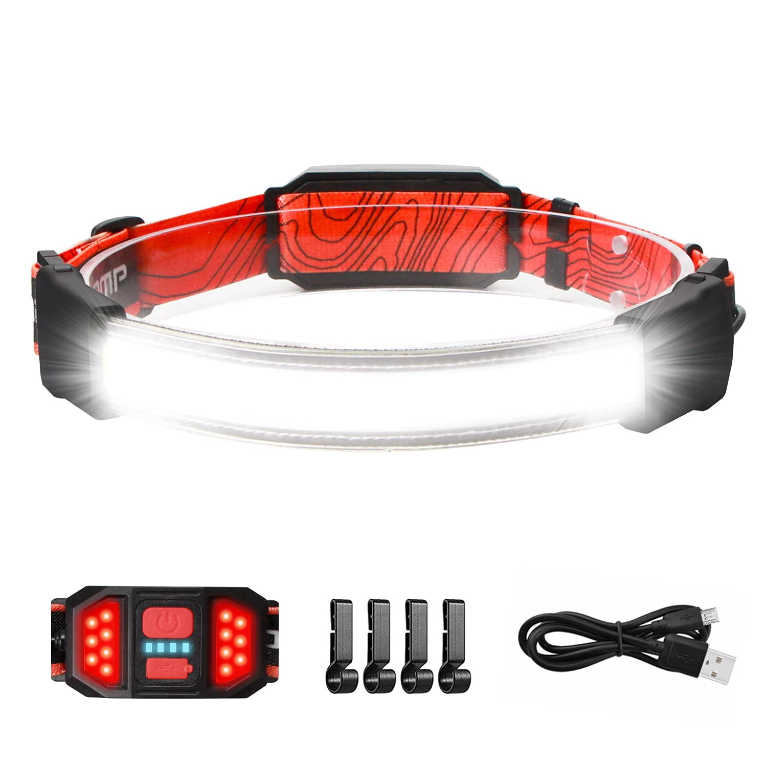 LED Rechargeable Headlamp, 1000lumens 230° Widebeam Headlight, USB ...