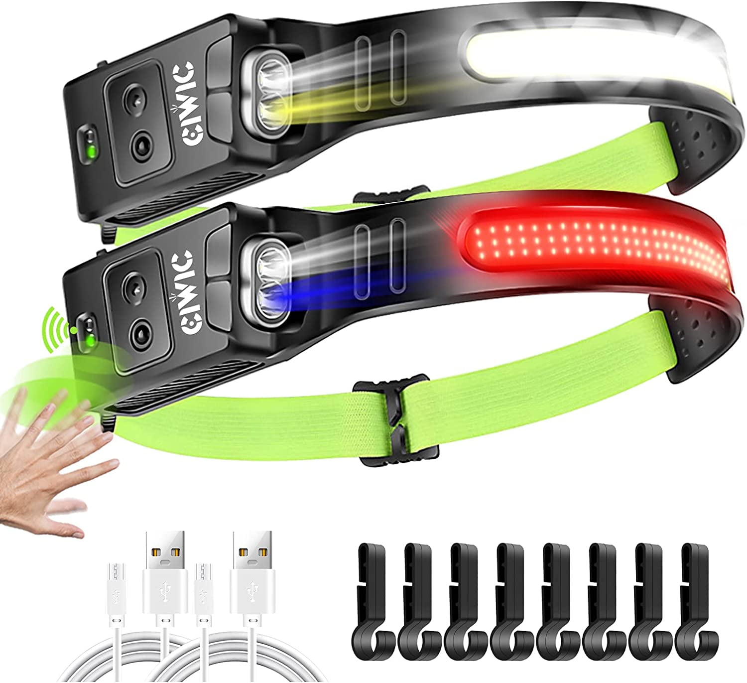 LED Rechargeable Headlamp,1200 Lumens,COB 230 ° Wide Beam,Reflective ...