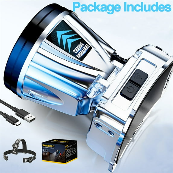 LED Rechargeable Headlamp, 150000LM Super Bright 3 Modes Headlights ...