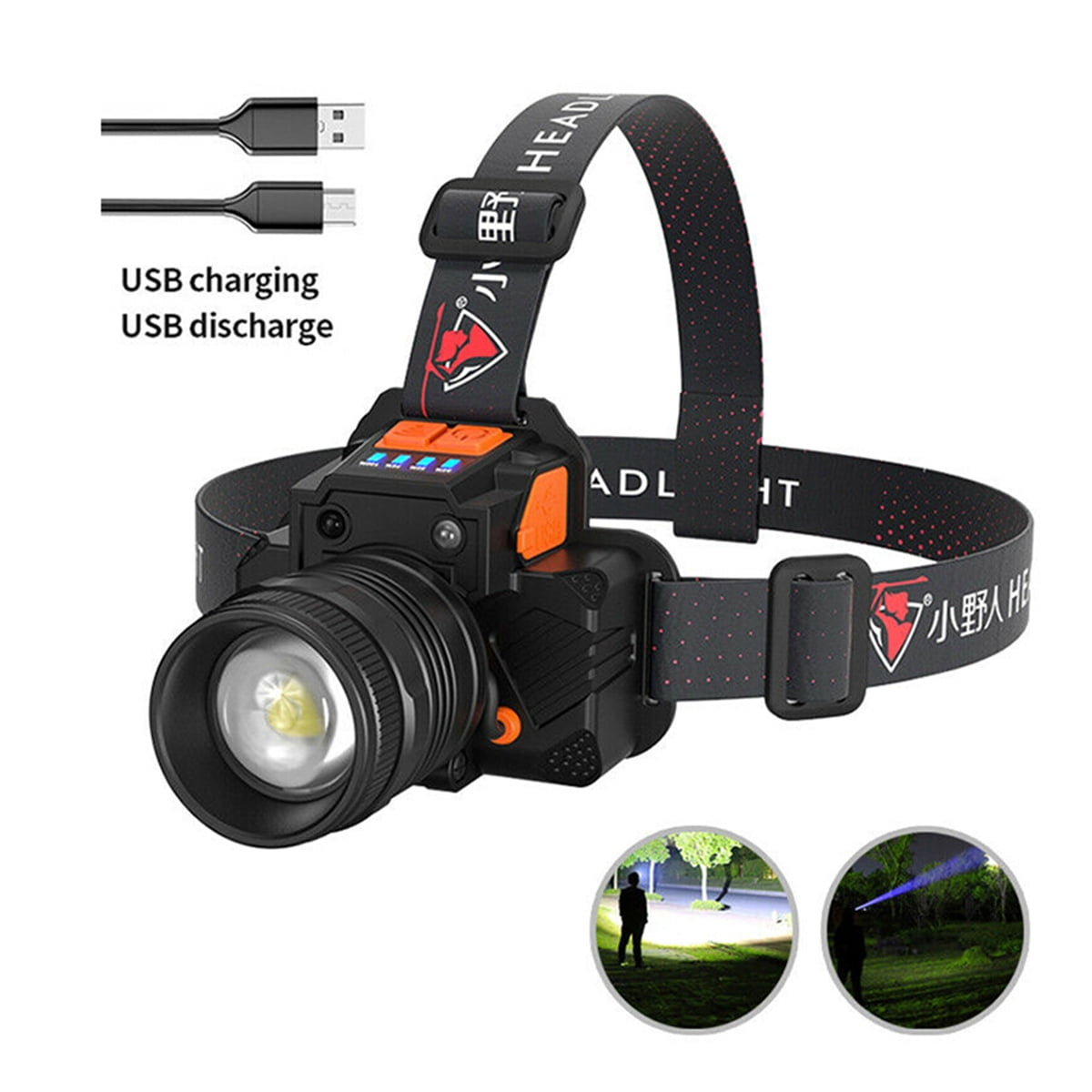 LED Rechargeable Headlamp, 150000LM Super Bright 3 Modes Headlights ...