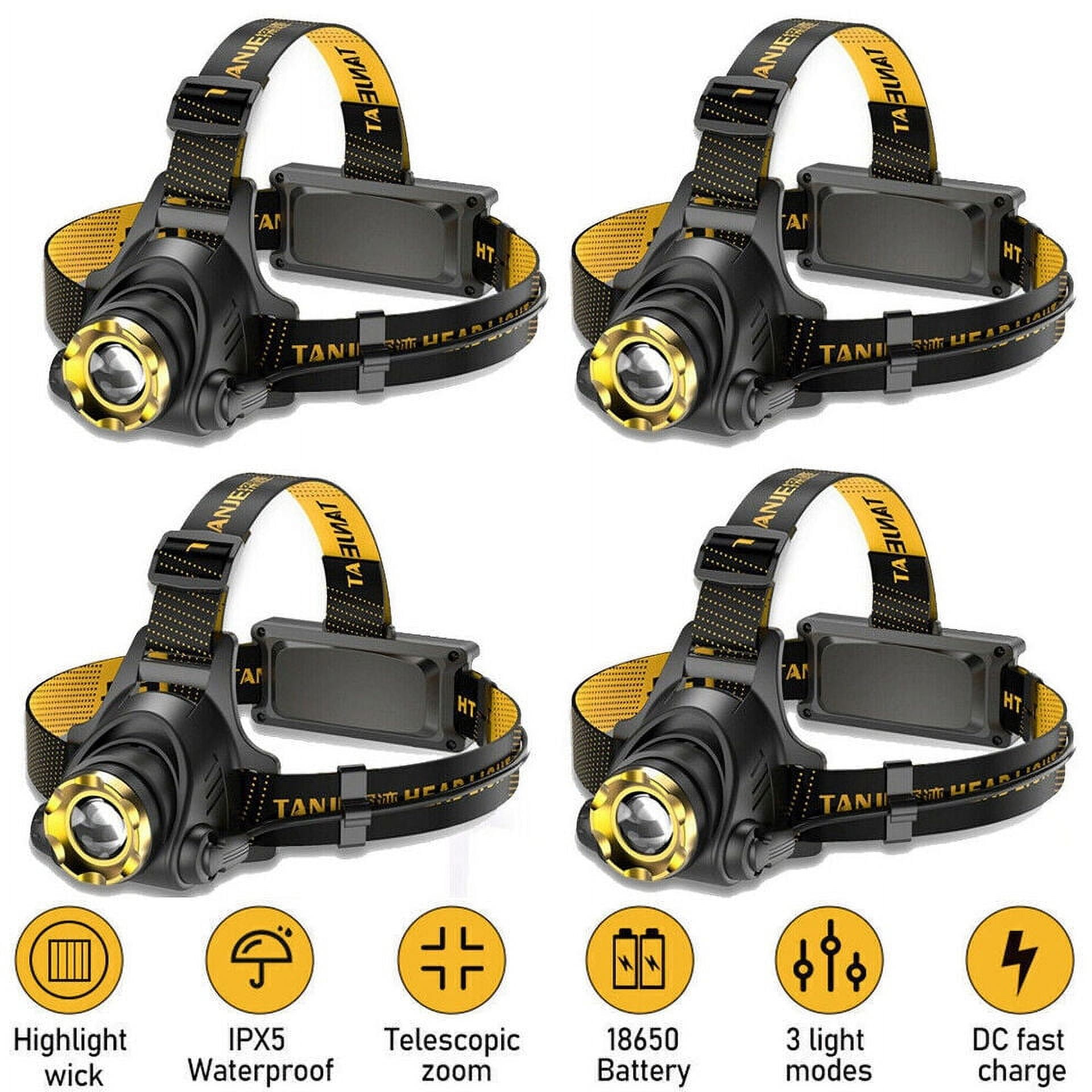 LED Rechargeable Headlamp,990000 Lumens IPX5 Level Waterproof DC Fast ...