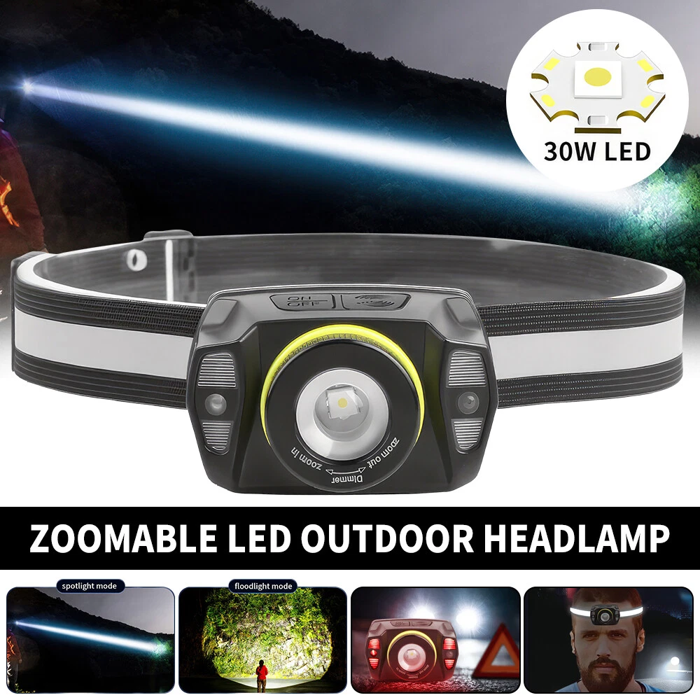 LED Rechargeable Headlamp Super Bright with 5 Mode Work Light Bar Head ...