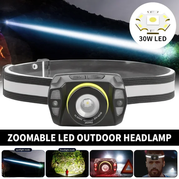 LED Rechargeable Headlamp Super Bright with 5 Mode Work Light Bar Head ...