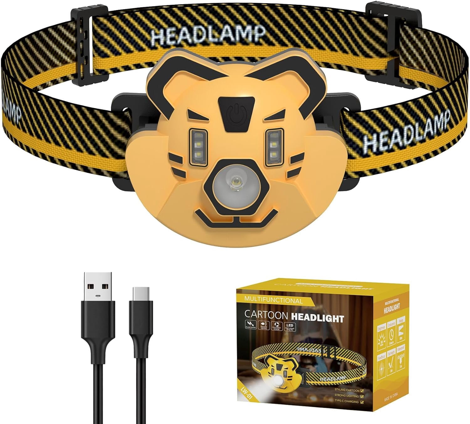 LED Rechargeable Headlamp for Kids Flashlight Camping Gear, Outdoor Toy ...