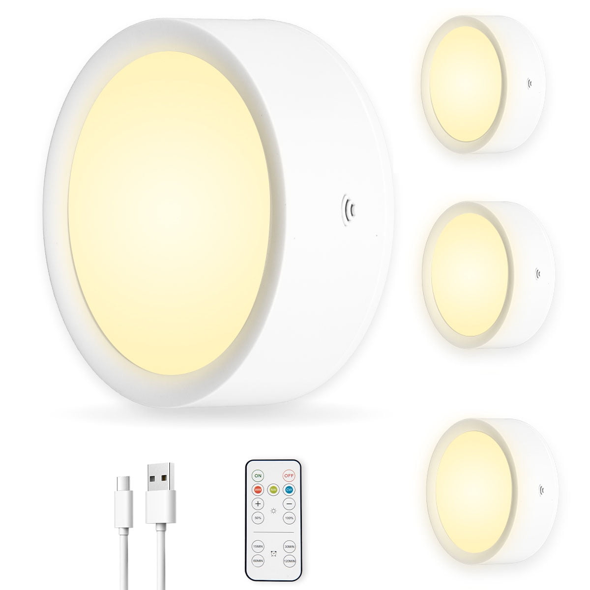 Thundoo LED Rechargeable Puck Lights Battery Operated with Remote ...