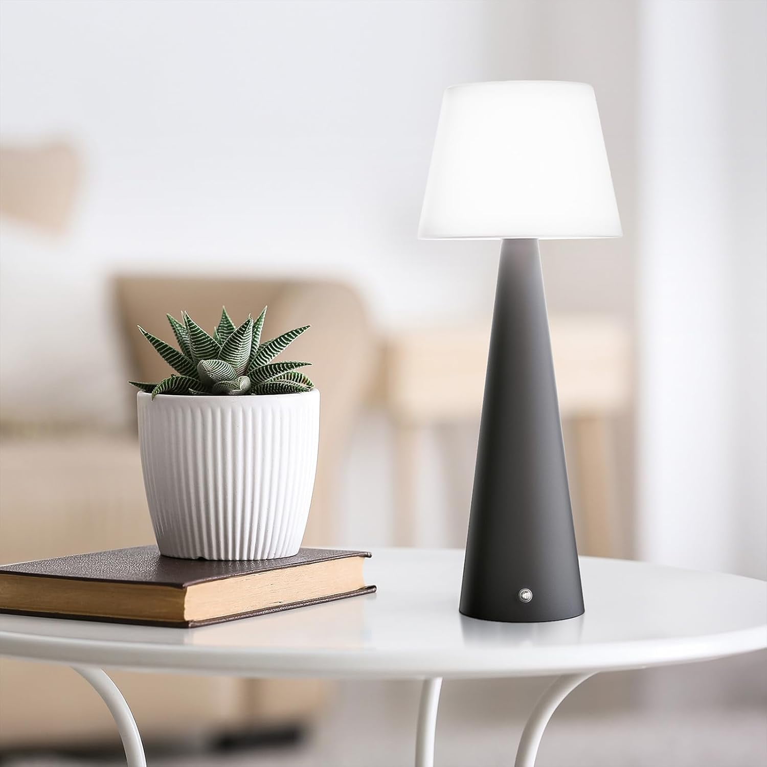 LED Rechargeable Table Lamp, Battery Portable 5500mAh Cordless Outdoor ...