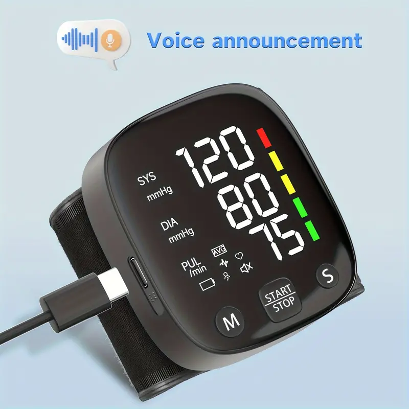 LED Rechargeable Wrist Blood Pressure Monitor, Intelligent Voice ...