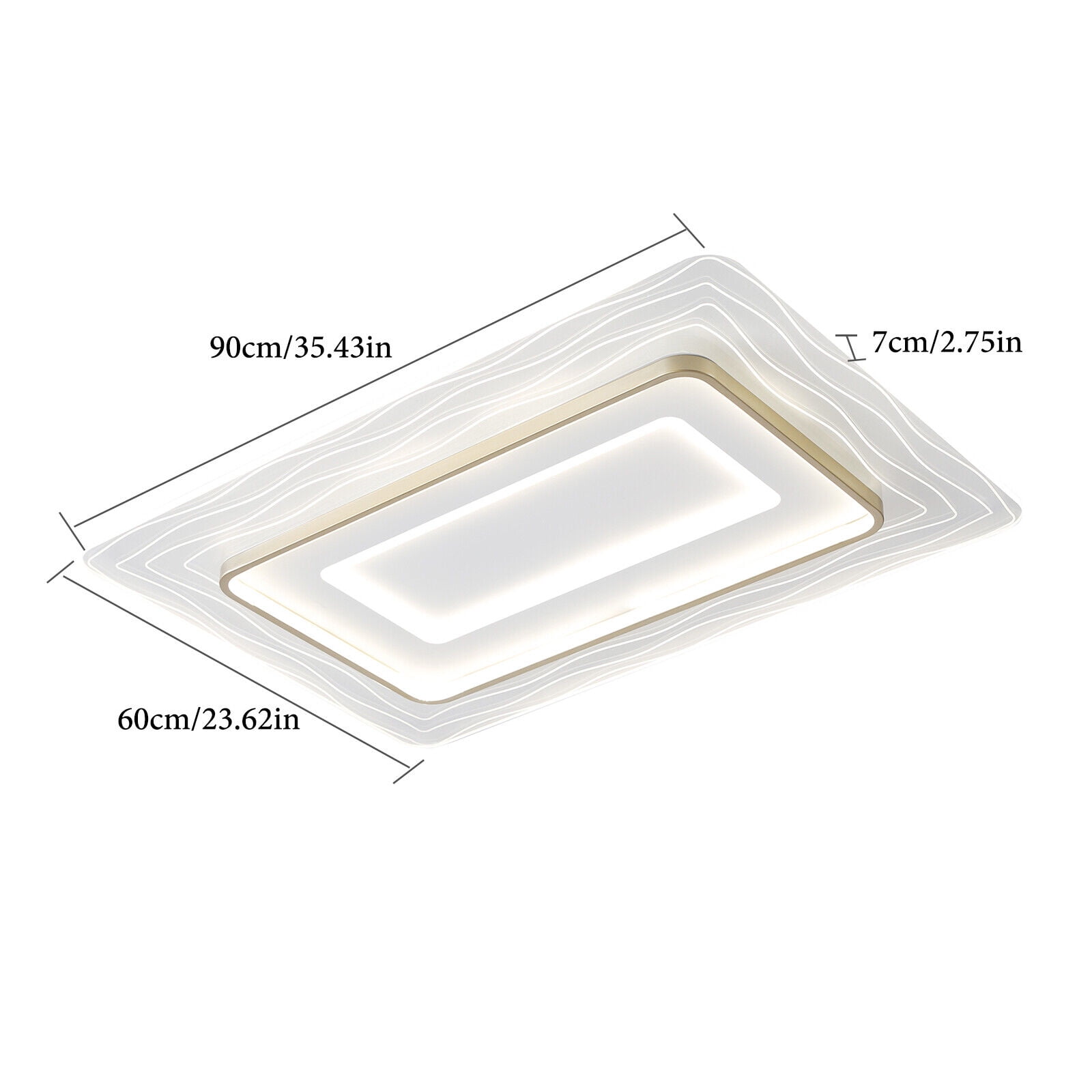 LED Rectangle Chandelier Flush Mount LED Ceiling Light W/Remote Control ...