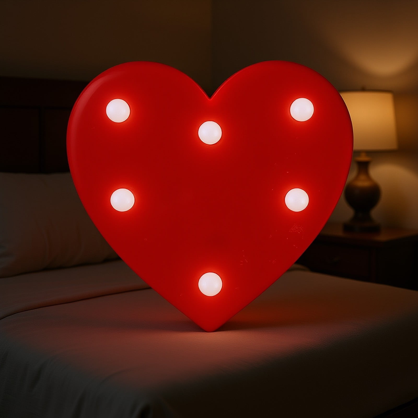 LED Red Heart Lights Sign, Light Up Love Heart Night Lights, 6.69 ...