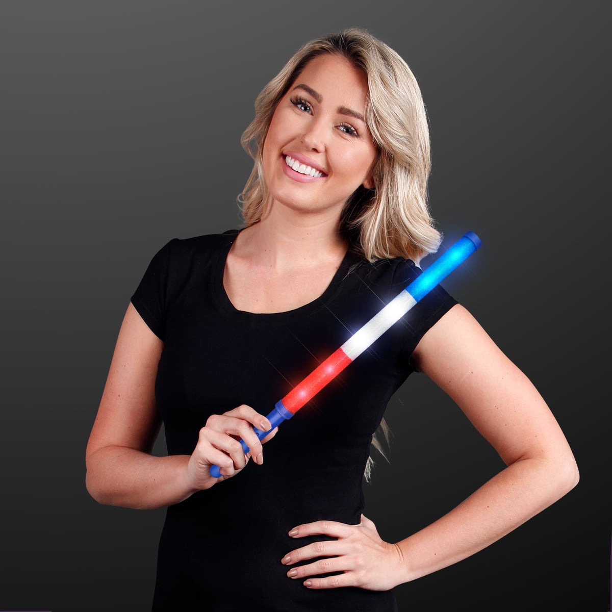 LED Red White & Blue Flashing Light Stick Baton - Walmart.com
