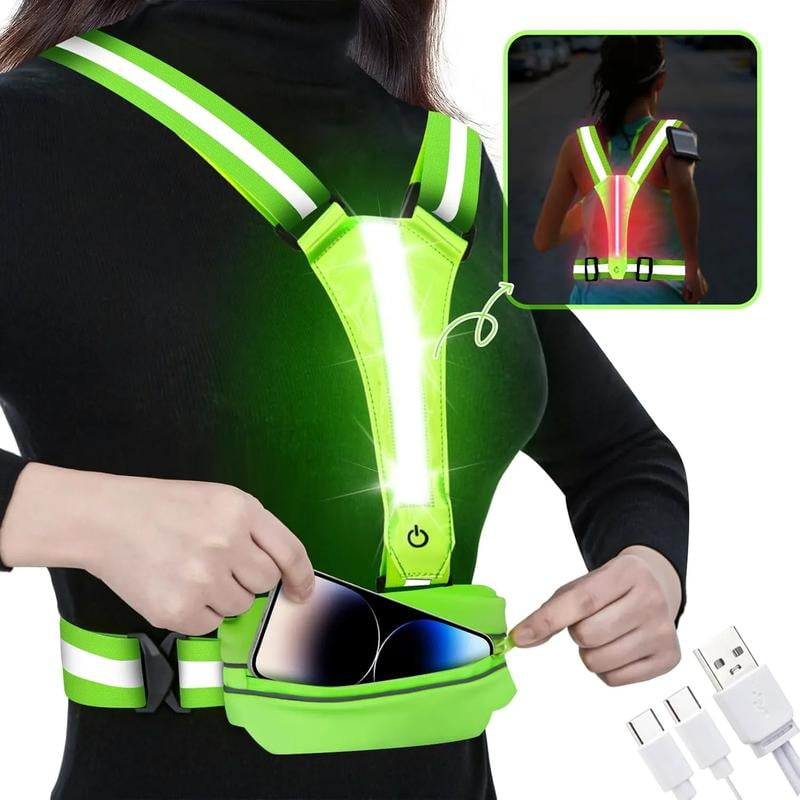 LED Reflective Light Up Safety Running Vest for Biking Walking at Night ...