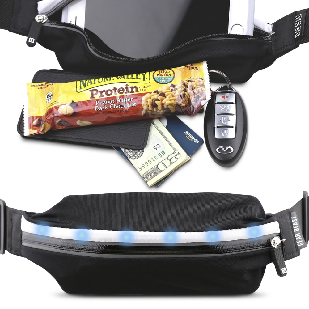 LED Reflective Safety Running Belt Fanny Pack Waist Bag, ID And Key ...