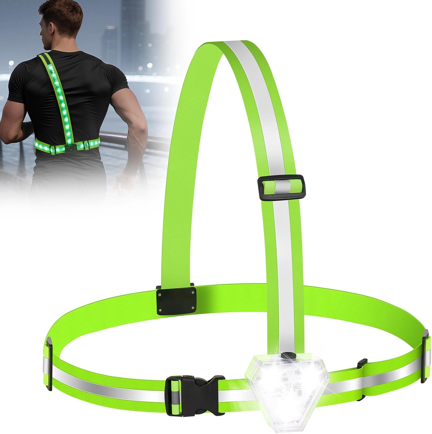 LED Reflective Vest with Chest Light 500LM, 5 RGB Colors High ...