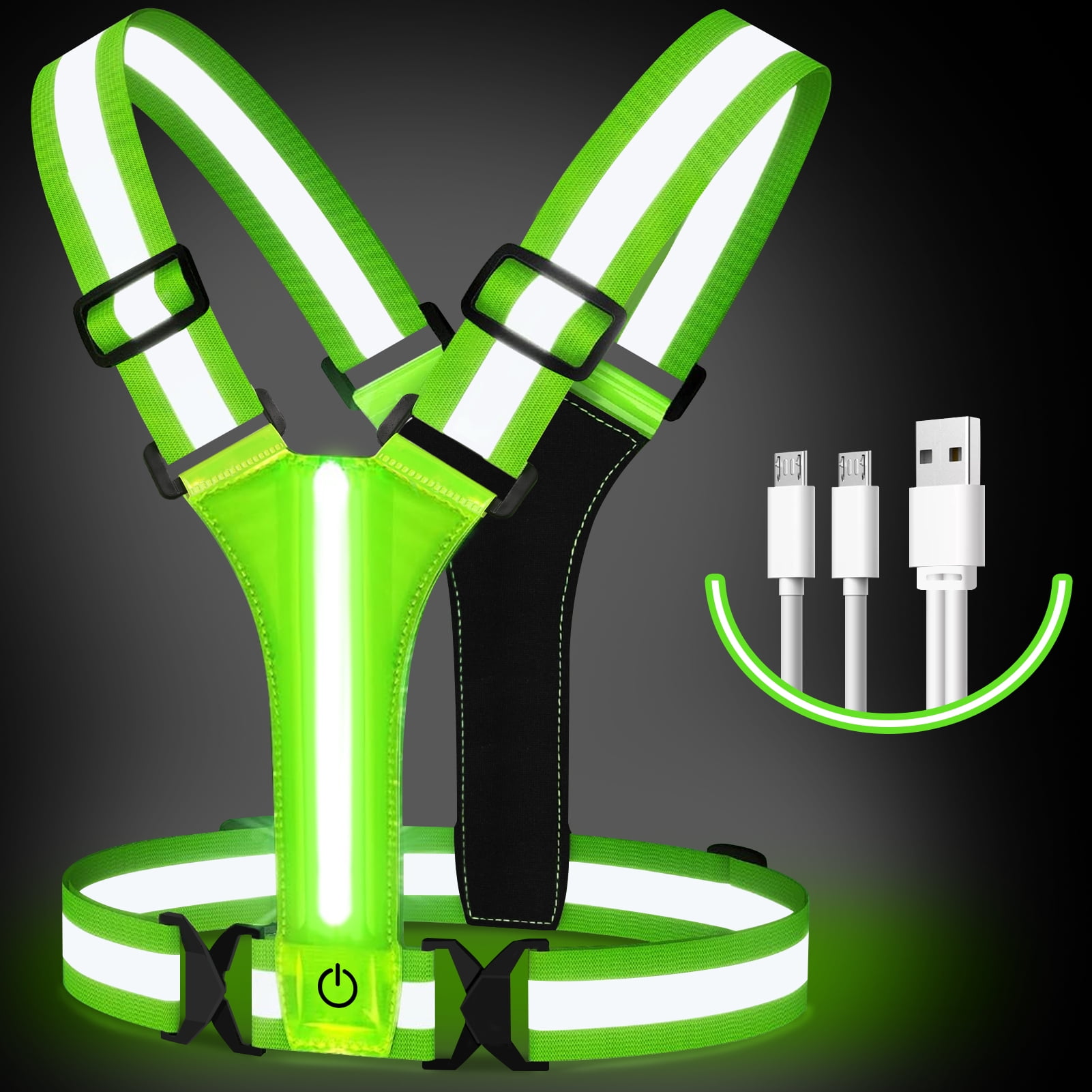 LED Reflective Vest Running Gear, 3 Lights Colors High Visibility ...