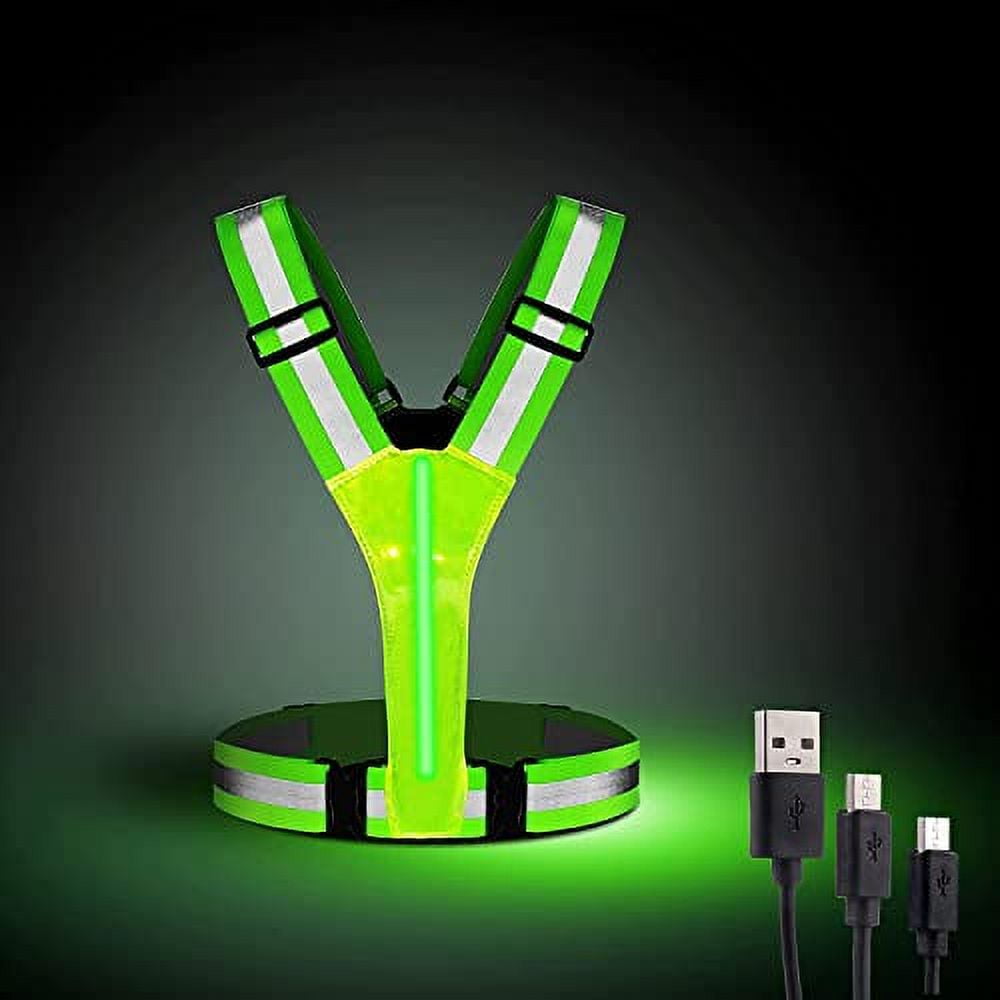LED Reflective Vest Running Gear, USB Rechargeable LED Light Up Vest ...