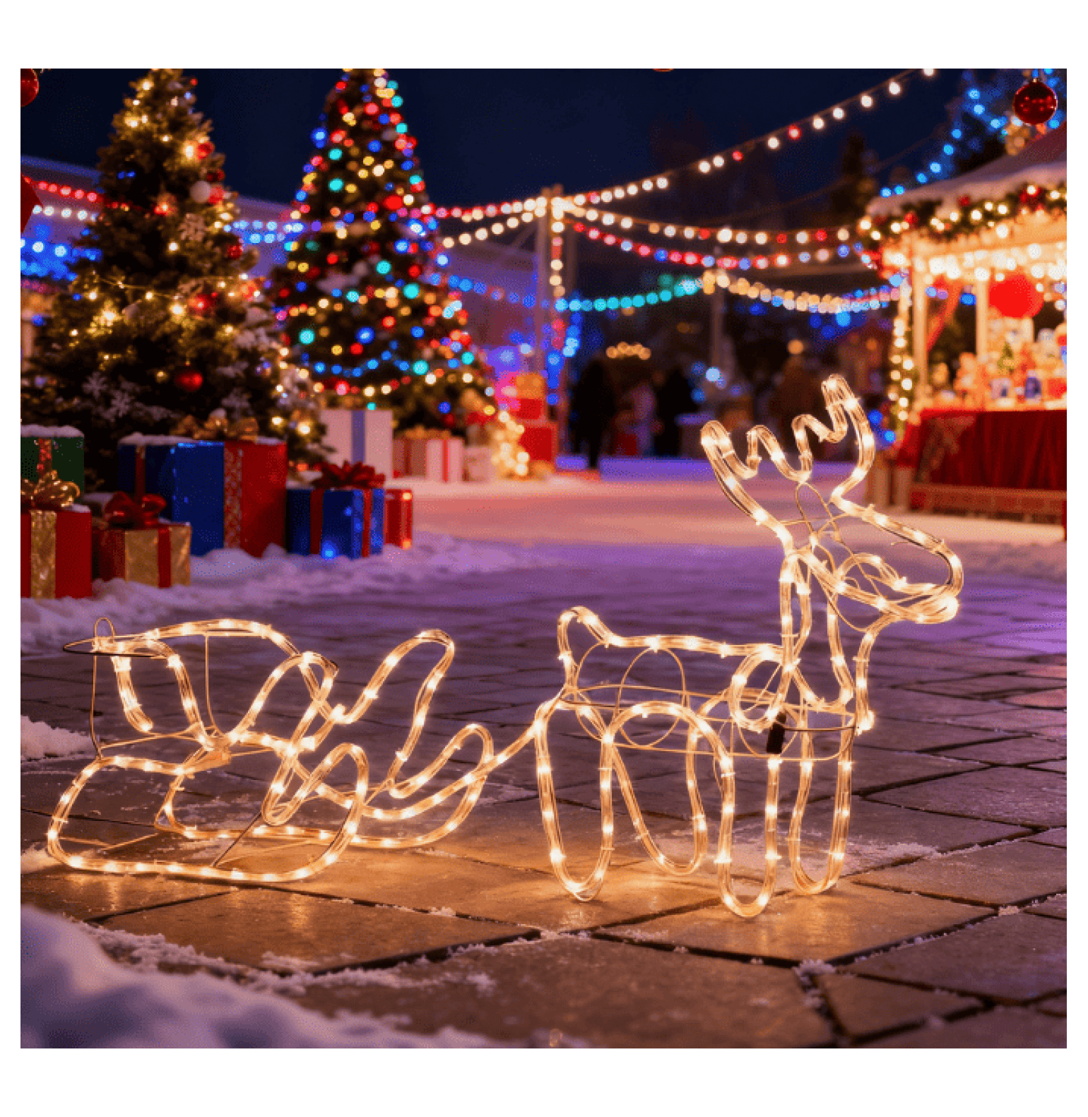 LED Reindeer Sleigh Christmas Decoration - 192 Warm White Lights ...