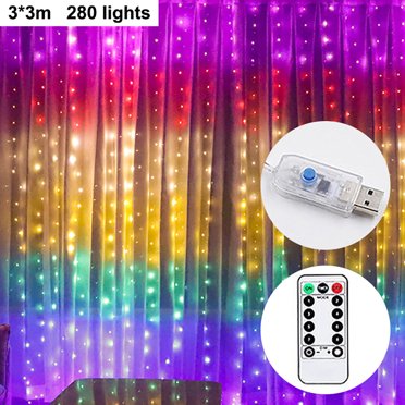 300 LED Fairy Curtain String Fairy Light USB String Hanging Lights With ...