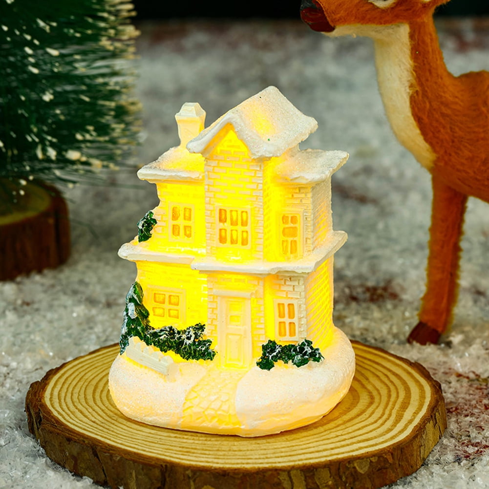 LED Resin Christmas Village House Micro Landscape Decorations Gifts ...
