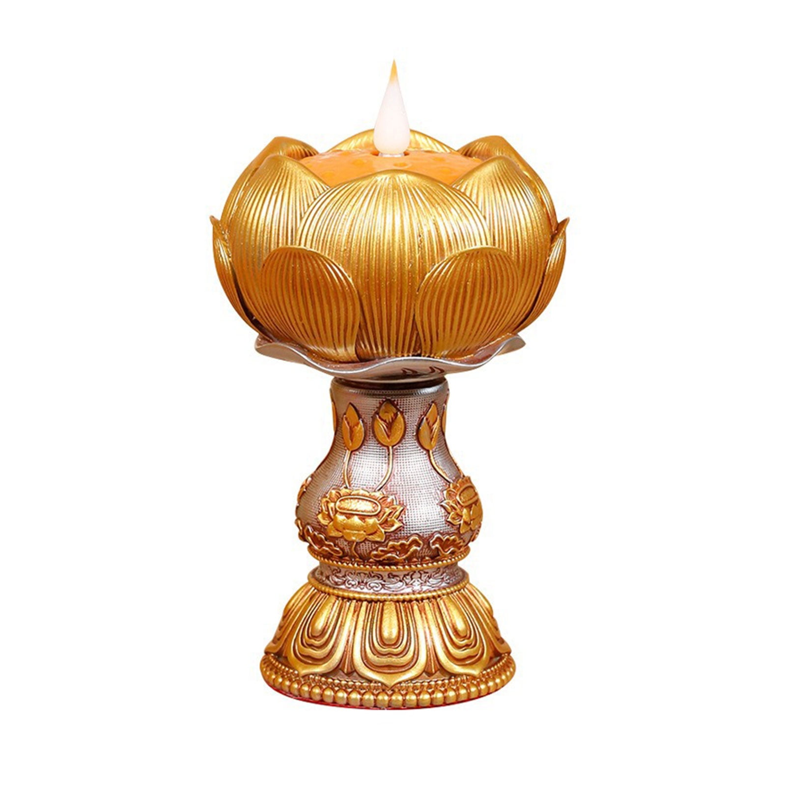 LED Resin Lamp Simulated Flame for Buddhist Table Centerpiece Tibetan ...