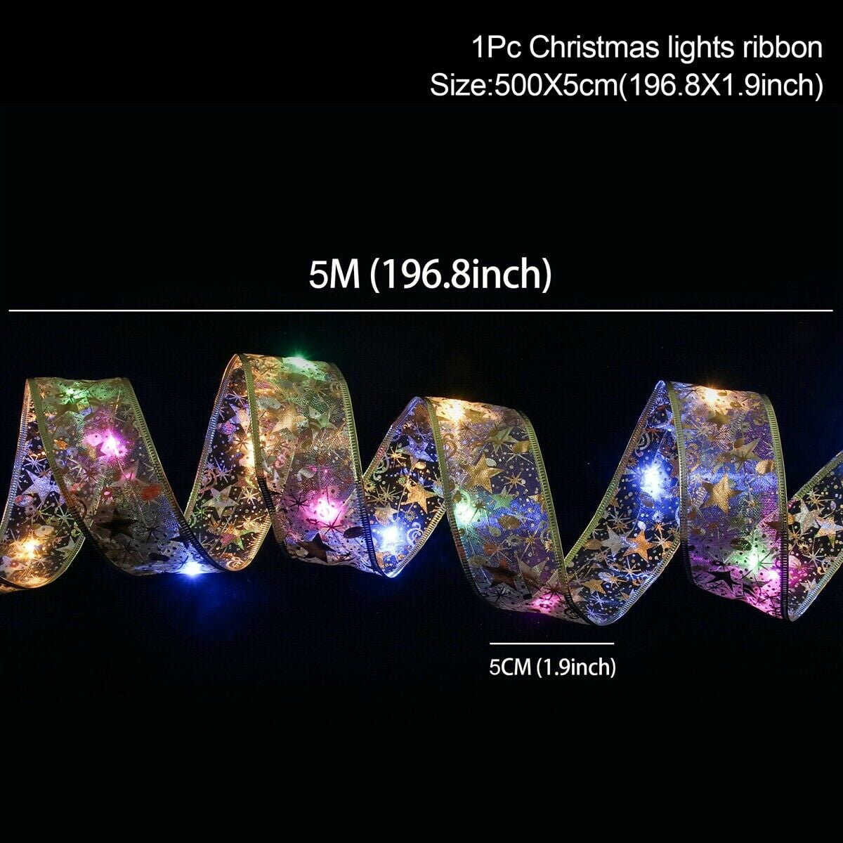 LED Ribbon Christmas Tree Top Topper Lights Light Up Bow Xmas Hanging ...