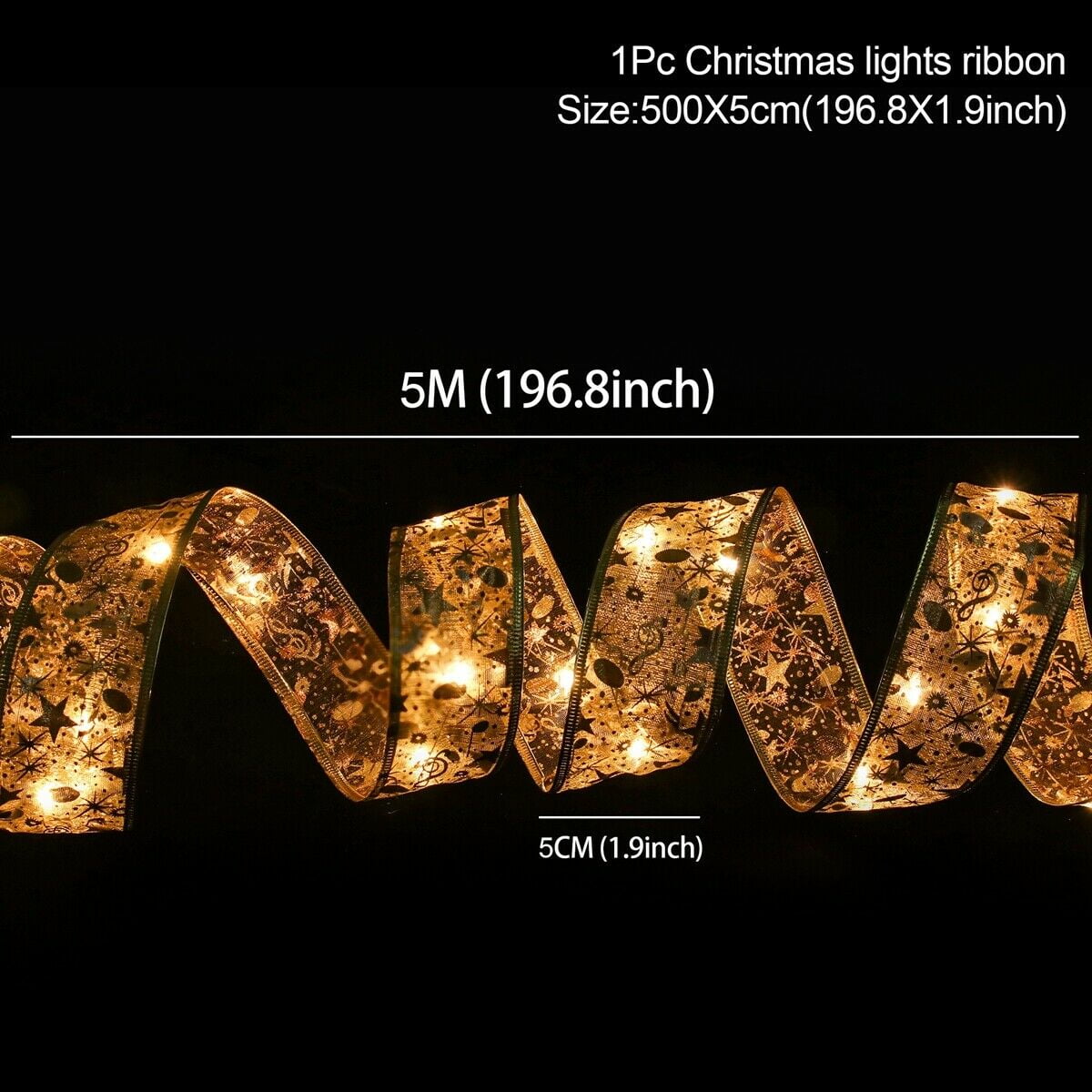 LED Ribbon Christmas Tree Top Topper Lights Light Up Bow Xmas Hanging ...