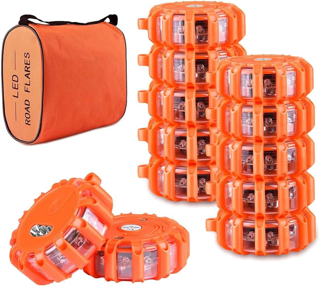 LED Road Flares Safety Flashing Warning Light Roadside Emergency Disc ...