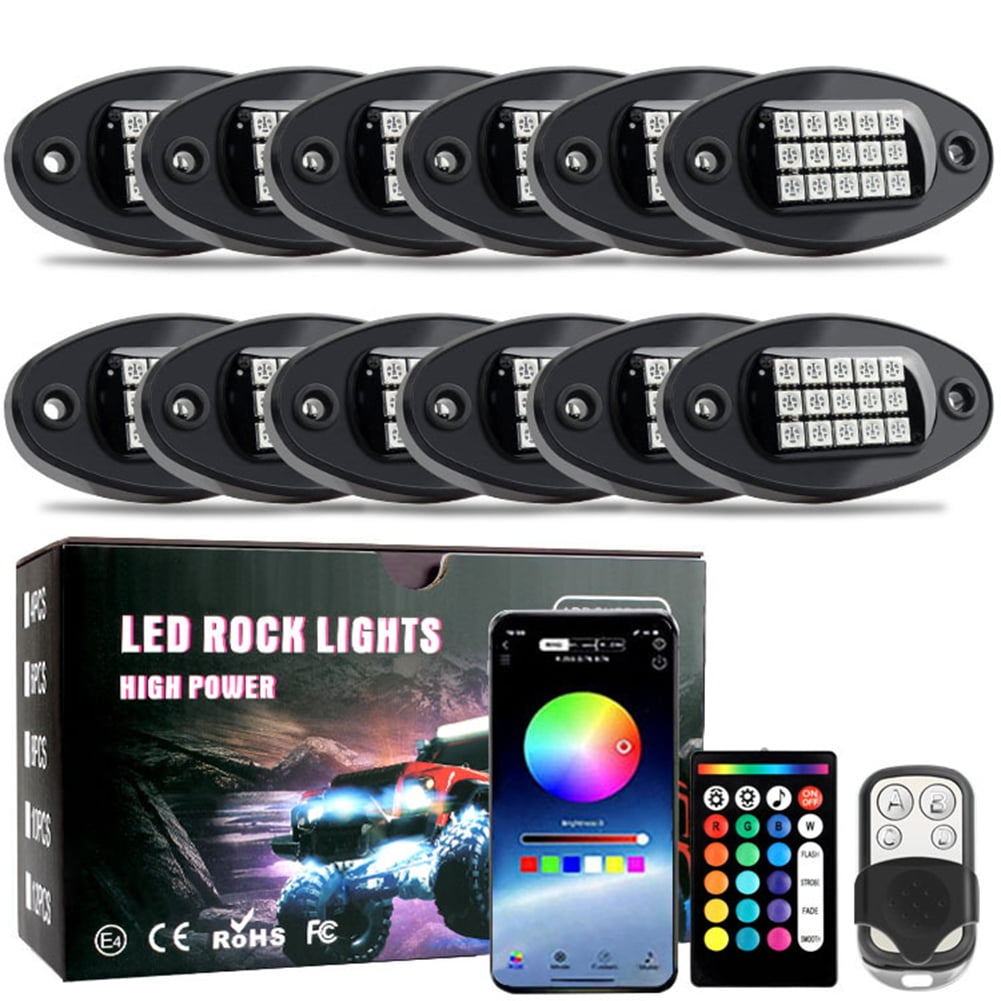 LED Rock Lights 12 Pods Underglow Light with App Control Waterproof Car ...