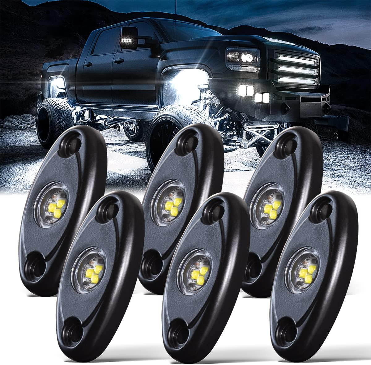 LED Rock Lights White R1 6PCS for Off Road Trucks - Walmart.com