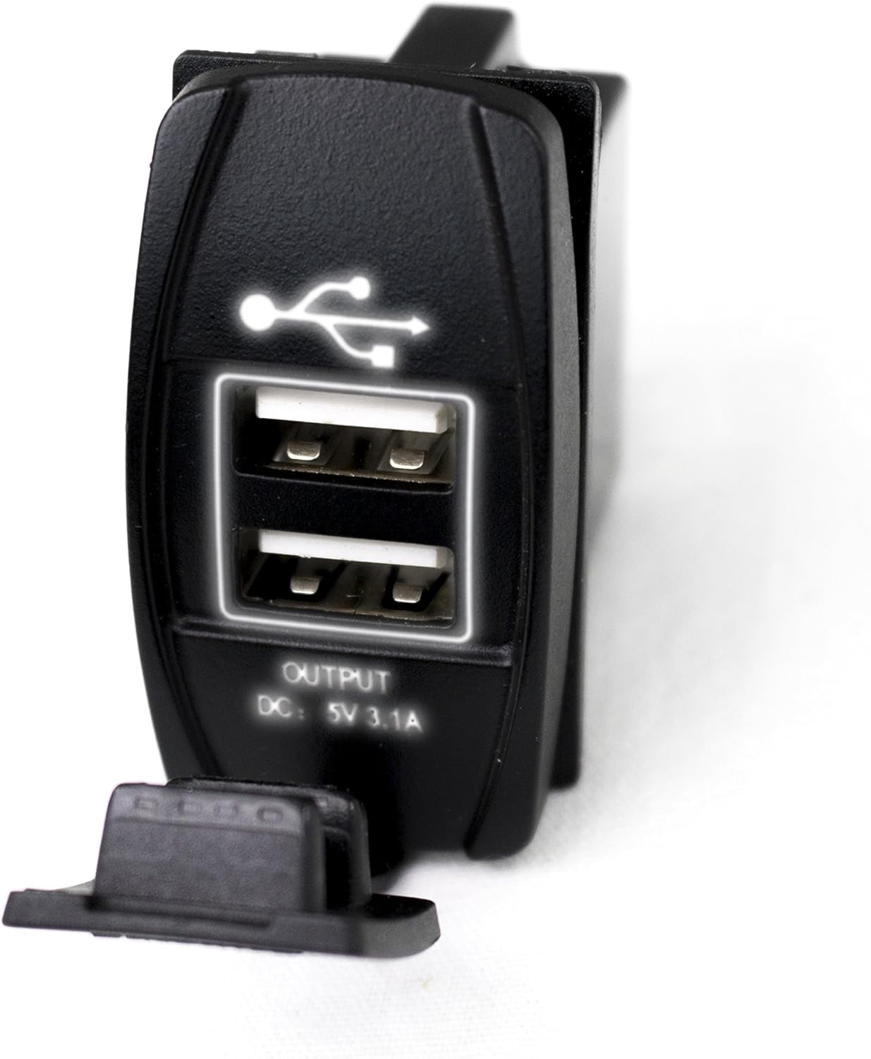 LED Rocker Switch Panel with 2 USB Ports with White LED Radiance ...