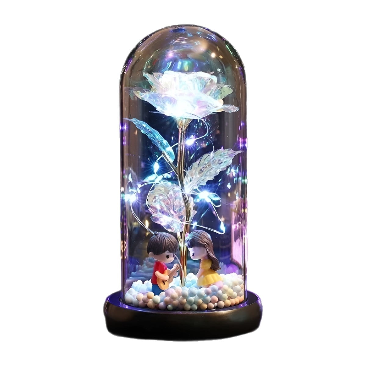 LED Rose in Glass Dome, Crystal Lumen bloom Rose, gift for a loved one ...