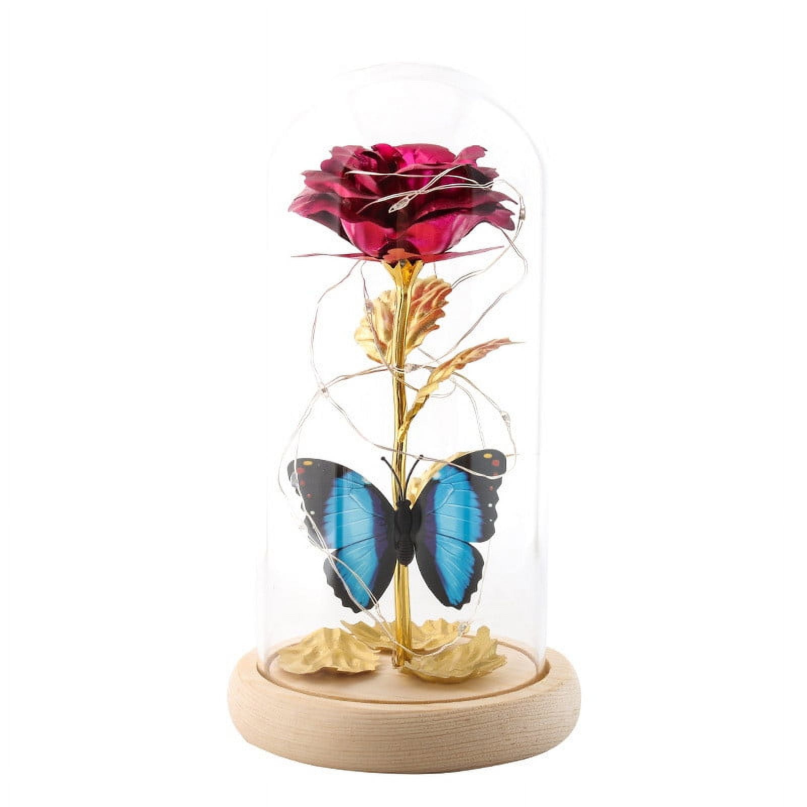 LED Rose Lamp under $5! Yannianjz LED Rose Flower with Glass Dome ...
