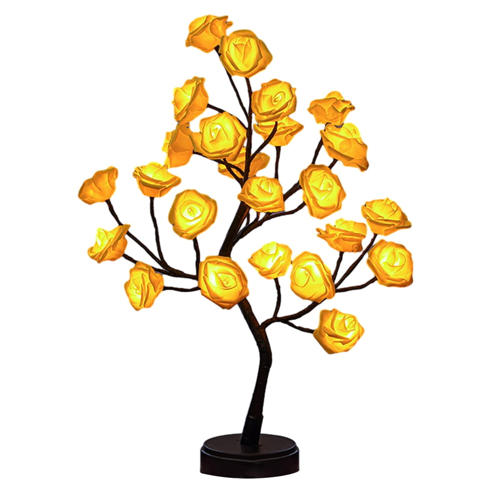 LED Rose Tree Lamp,LED Artificial Bonsai Tree Night Light Centerpiece ...