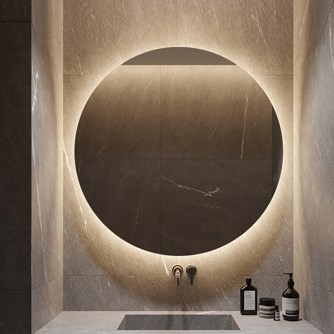 LED Round Mirror,Vanity Mirror with Lights,Circle Mirror,Bathroom ...