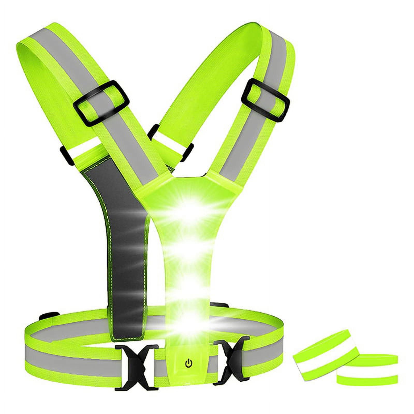 LED Running Vest,LED High Visibility Reflective Vest Safety with 2 ...