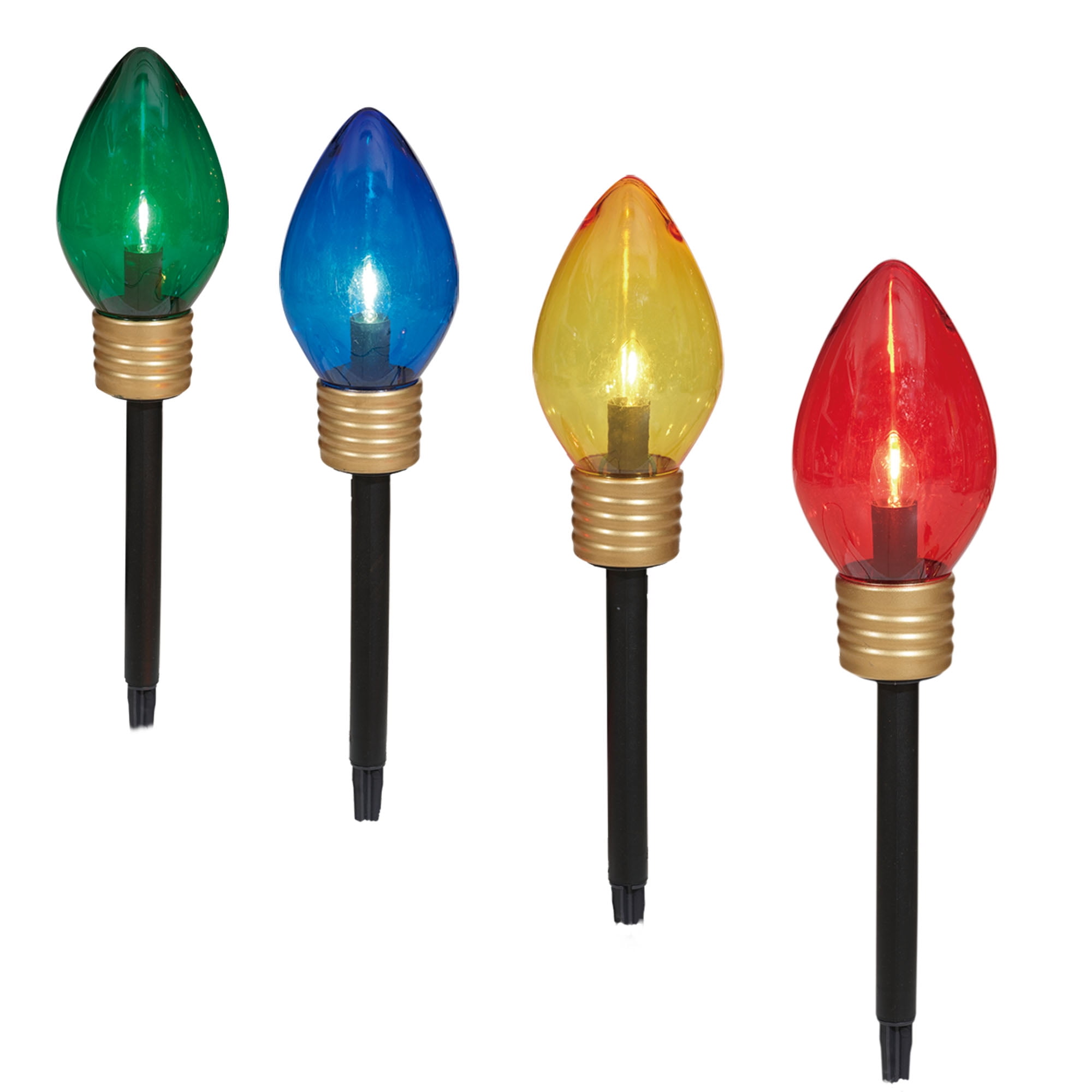 Indoor/Outdoor Jumbo LED C9 Christmas Bulb Pathway Lights, 4', 4 Count ...