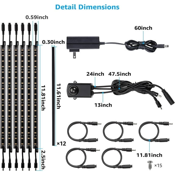 LED Safe Lighting Kit Bundle: 6-Pack 12 Inch Motion Sensor Linkable ...