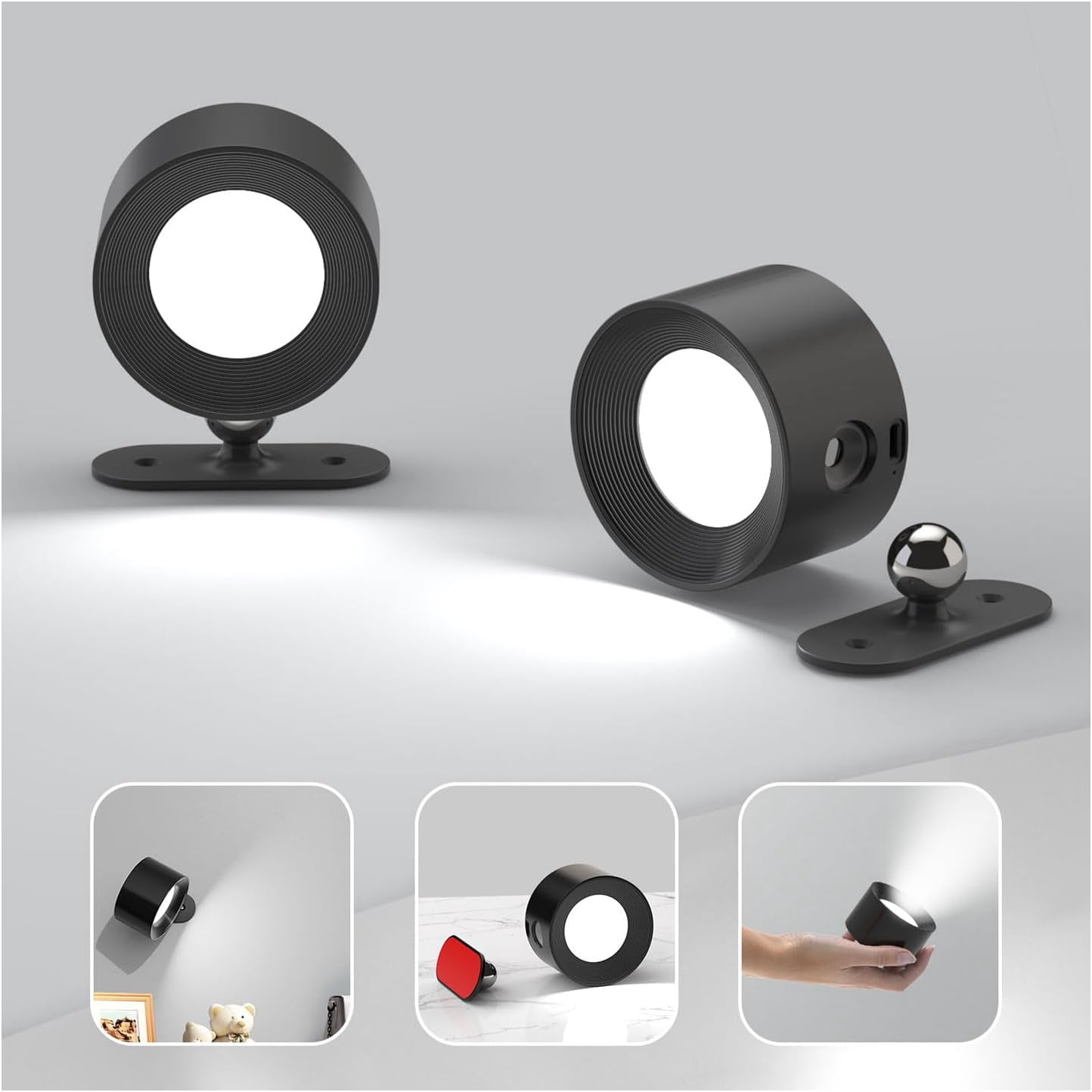 LED Sconces, Wall Mounted Lamps with Rechargeable Battery Operated USB ...