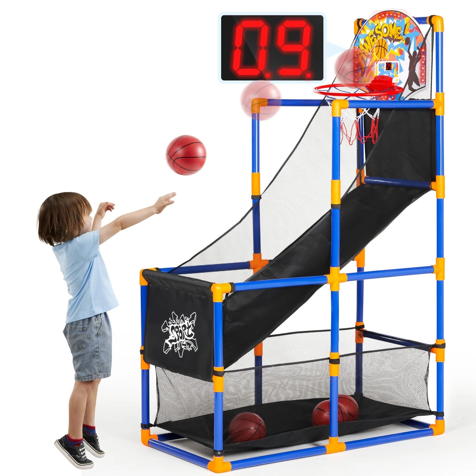 LED Scoring Arcade Basketball Game Set with Electronic Scoreboard and ...