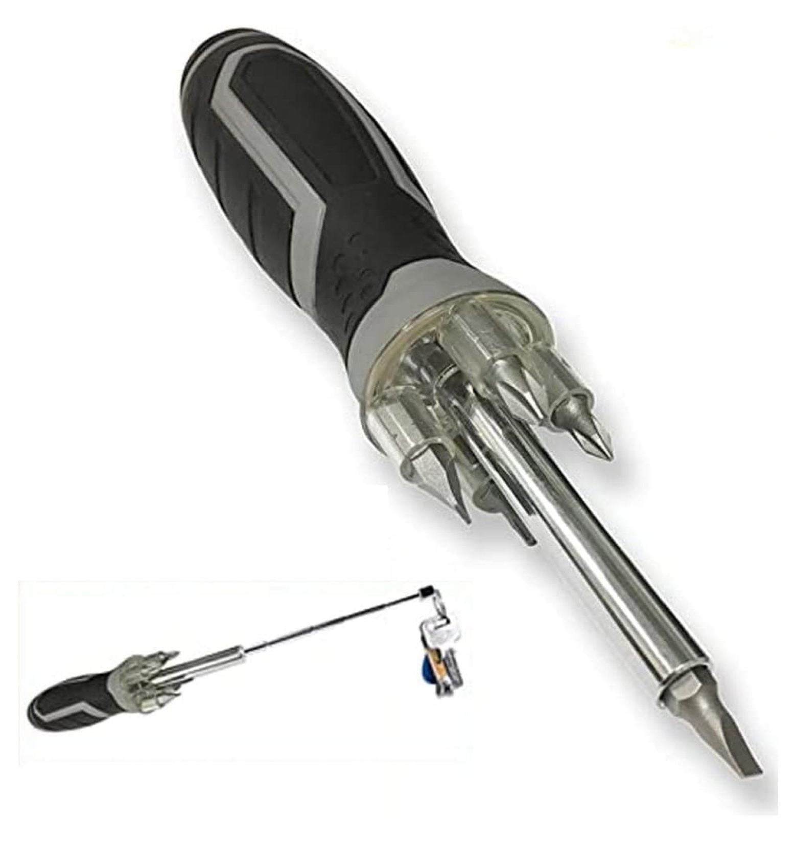 LED Screwdriver with Drive Socket and 12" Telescoping, MAGNETIC Pick-up ...