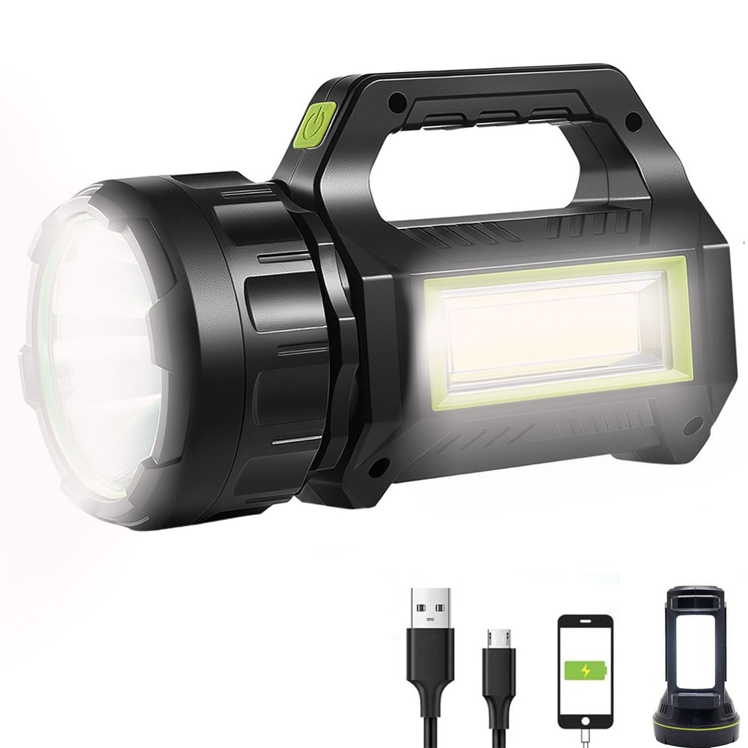 LED Searchlights Handheld Lantern, 13000LM 2 Modes USB Rechargeable LED ...