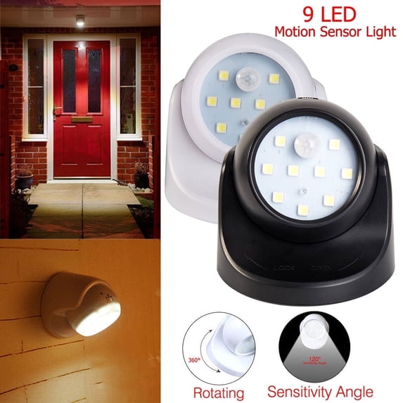 LED Security Lights 360° Battery Operated Outdoor Motion Sensor Indoor ...