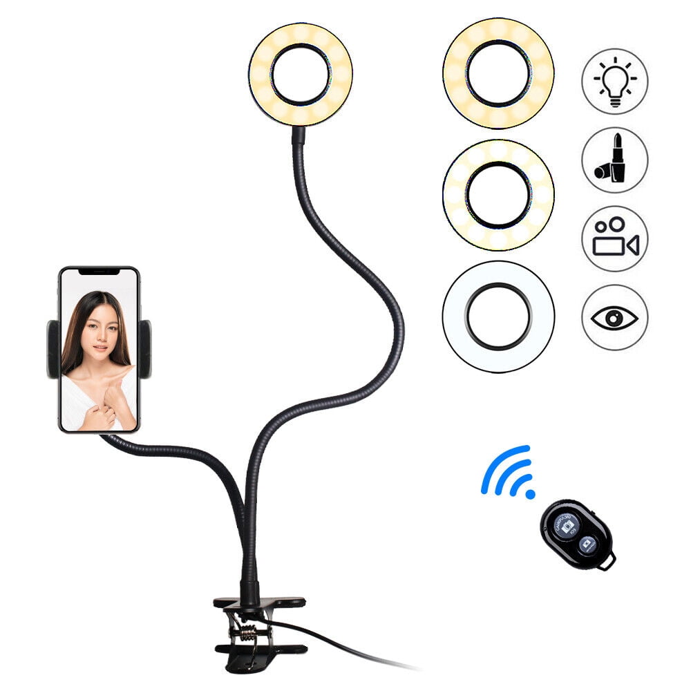 LED Selfie Ring Light Phone Holder Flexible Stand Long Arm for Stream ...