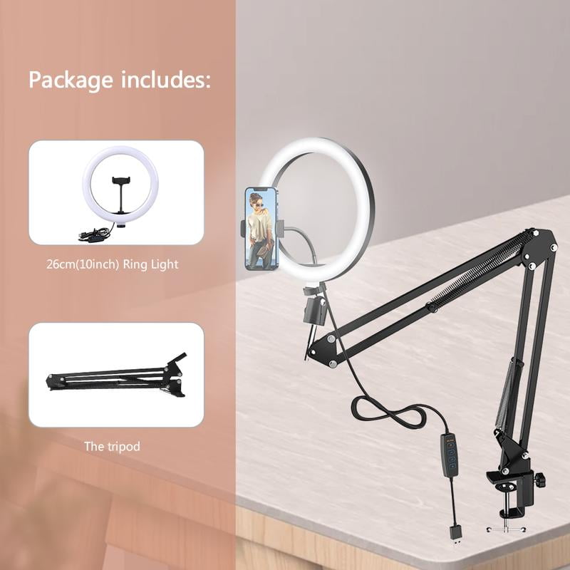 LED Selfie Ring Light Phone Stand With Folding Arm Circle Fill Light ...